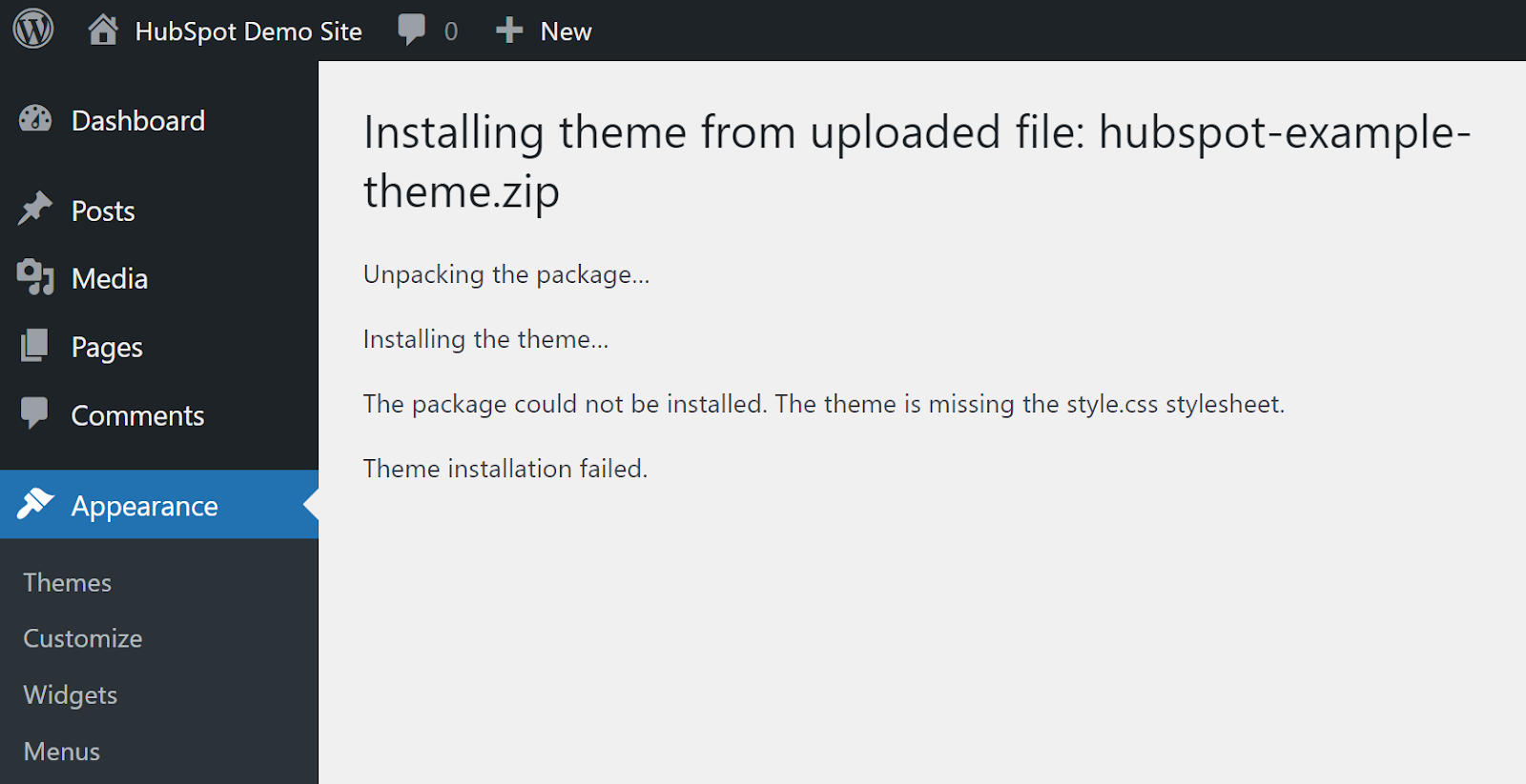 How To Fix The Package Could Not Be Installed The Theme Is Missing The Stylecss Stylesheet